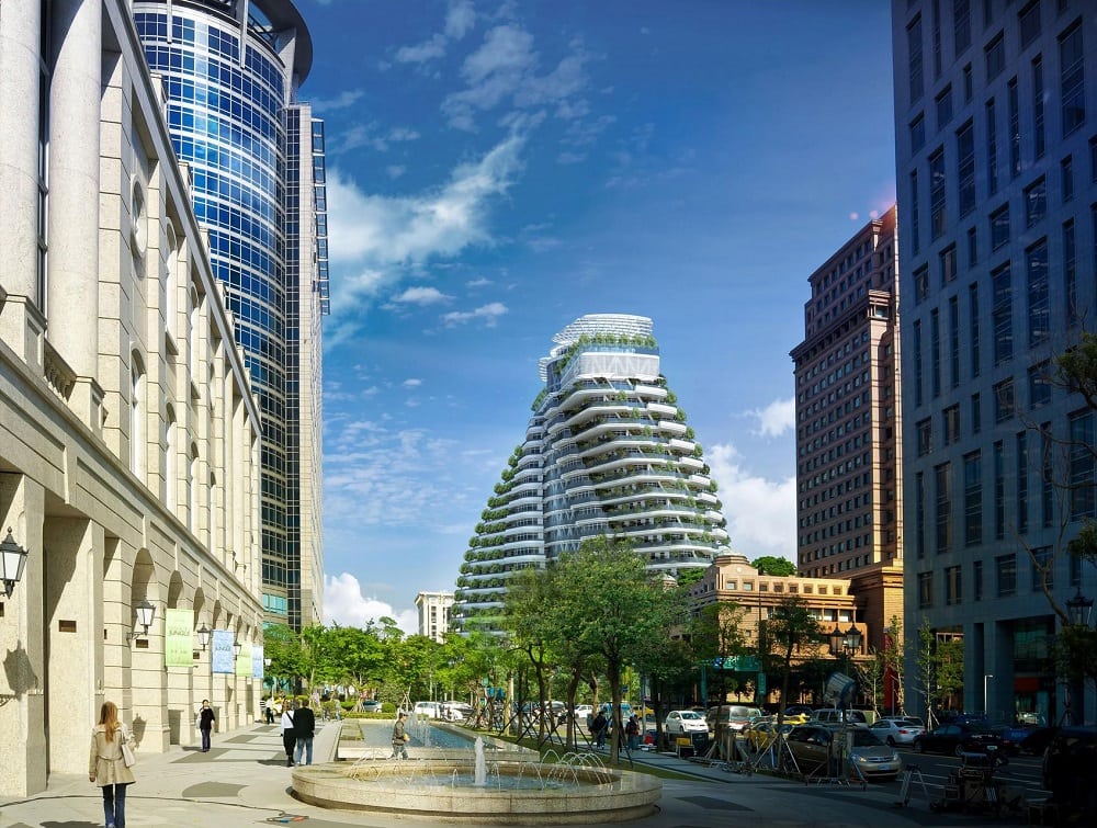 Bosco verticale a Taiwan, Cina: quasi finito il grattacielo verde tortile